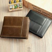 China Genuine Leather RFID Short Wallet for Men Vintage Cash Holder Credit Card Wallet for sale