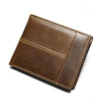 China Genuine Leather RFID Short Wallet for Men Vintage Cash Holder Credit Card Wallet for sale