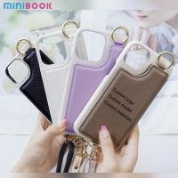 China Minibook Custom PU Leather Phone Case with Mirror Wrist Strap Card Holder for iPhone 14 16.5x8.3x3cm for sale
