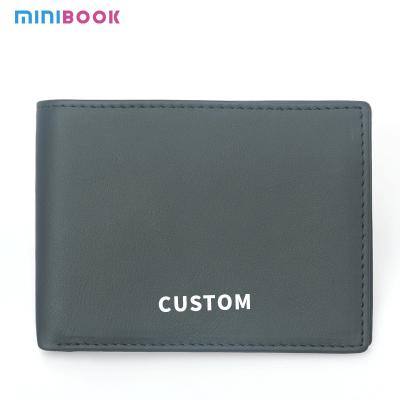 China Custom Logo Full Grain Genuine Leather Wallet for Men Credit Card Holder 2 Slot for sale