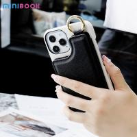 China Minibook Custom PU Leather Phone Case with Mirror Wrist Strap Card Holder for iPhone 14 16.5x8.3x3cm for sale