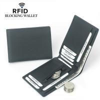 China Custom Logo Full Grain Genuine Leather Wallet for Men Credit Card Holder 2 Slot for sale