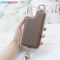 China Minibook Saffiano PU Leather Phone Case for iPhone 14 with Crossbody Strap 16.5x8.3cm for sale