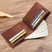 China Genuine Leather Anti-Theft Short Wallet for Men RFID Blocking Daily Use 12cm for sale