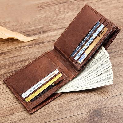 China Genuine Leather Anti-Theft Short Wallet for Men RFID Blocking Daily Use 12cm for sale