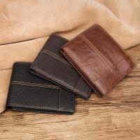 China Genuine Leather Anti-Theft Short Wallet for Men RFID Blocking Daily Use 12cm for sale