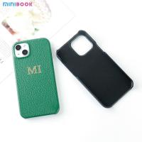 China Minibook Handmade Full Grain Pebble Leather Phone Case for iPhone 13 14 Pro Max 16.5x8.3cm for sale