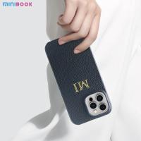 China Minibook Handmade Full Grain Pebble Leather Phone Case for iPhone 13 14 Pro Max 16.5x8.3cm for sale