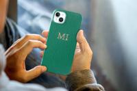 China Minibook Handmade Full Grain Pebble Leather Phone Case for iPhone 13 14 Pro Max 16.5x8.3cm for sale