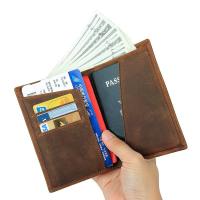 China RFID Blocking Genuine Leather Passport Wallet Open Closure Travel Credit Card Holder 14.5cm for sale