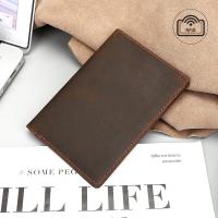 China RFID Blocking Genuine Leather Passport Wallet Open Closure Travel Credit Card Holder 14.5cm for sale