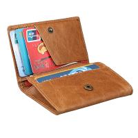 China Custom Logo RFID Blocking Short Bifold Zipper Wallet for Men Cow Leather 10.5cm x 7.5cm for sale
