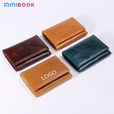 China Vintage Genuine Leather RFID Credit Card Holder Wallet for Men Short 11cm for sale