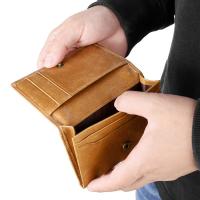 China Vintage Genuine Leather RFID Credit Card Holder Wallet for Men Short 11cm for sale