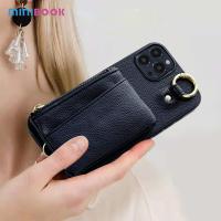 China Minibook PU Leather Cross Body Phone Case with Necklace Strap for iPhone 12 Pro Max 16.5x8.3cm for sale
