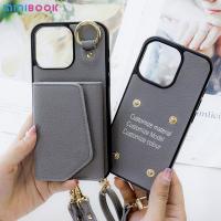 China Minibook PU Leather Cross Body Phone Case with Necklace Strap for iPhone 12 Pro Max 16.5x8.3cm for sale