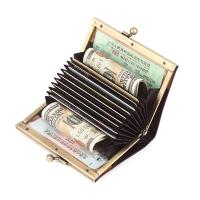 China Custom Vintage Genuine Leather Business Coin Purse ID Card Holder Wallet 10.5cm 8cm for sale