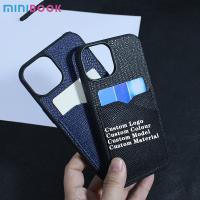 China Minibook Custom Genuine Leather Phone Case with Card Slot Holder for iPhone 13 14 Size 16.5x8.3cm for sale