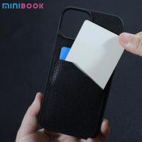 China Minibook Custom Genuine Leather Phone Case with Card Slot Holder for iPhone 13 14 Size 16.5x8.3cm for sale