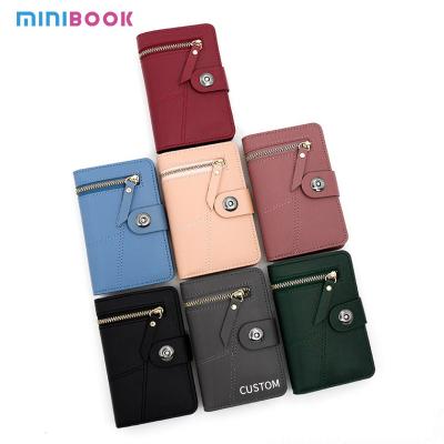 China Women PU Leather ID Window Purse Wallet with Zipper Coin Pocket Short Anti-Theft 10cm for sale