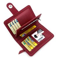 China Women PU Leather ID Window Purse Wallet with Zipper Coin Pocket Short Anti-Theft 10cm for sale