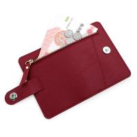 China Women PU Leather ID Window Purse Wallet with Zipper Coin Pocket Short Anti-Theft 10cm for sale