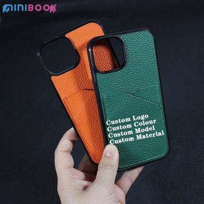 China Minibook Genuine Leather Phone Case Wallet Bag for Daily Life 16.5x8.3x2.5cm for sale