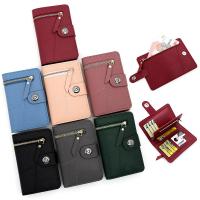 China Women PU Leather ID Window Purse Wallet with Zipper Coin Pocket Short Anti-Theft 10cm for sale