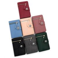 China Women PU Leather ID Window Purse Wallet with Zipper Coin Pocket Short Anti-Theft 10cm for sale