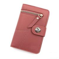 China Women PU Leather ID Window Purse Wallet with Zipper Coin Pocket Short Anti-Theft 10cm for sale