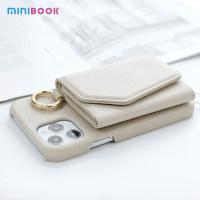 China Minibook Genuine Leather Wristband Card Holder Wallet for iPhone 14 16.5x8.3x3cm for sale
