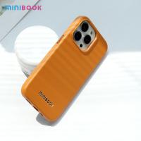China Custom Embossed Logo Shockproof Wireless Charging Magnetic PU Leather Phone Case for iPhone 13 14 Pro Max 16.5cm for sale