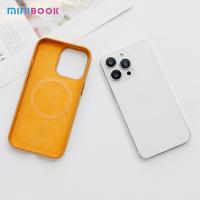 China Custom Embossed Logo Shockproof Wireless Charging Magnetic PU Leather Phone Case for iPhone 13 14 Pro Max 16.5cm for sale