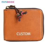 China Men's Genuine Leather Short Wallet Zippered Handcrafted Retro Cowhide Anti-Theft 12x10cm for sale
