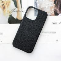 China Genuine Pebble Leather Phone Case for iPhone 14 Pro Max Samsung 16.5x8.3cm Custom Logo for sale