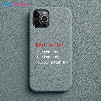 China Custom Logo Genuine Leather Phone Case for iPhone 14 Pro Max Luxury Shockproof 16.5x8.3cm for sale