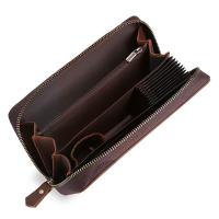 China Large Capacity Men's Genuine Leather Clutch Bag 21cm Long Zipper Wallet for Daily Use for sale