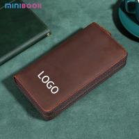 China Large Capacity Men's Genuine Leather Clutch Bag 21cm Long Zipper Wallet for Daily Use for sale
