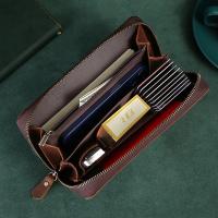 China Large Capacity Men's Genuine Leather Clutch Bag 21cm Long Zipper Wallet for Daily Use for sale