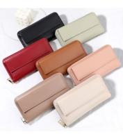 China PU Leather Credit Card Holder with Zipper Phone Holder Wallet Long 19.5cm Anti-Theft for sale