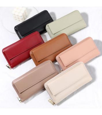 China PU Leather Credit Card Holder with Zipper Phone Holder Wallet Long 19.5cm Anti-Theft for sale