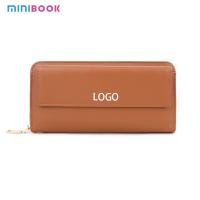 China PU Leather Credit Card Holder with Zipper Phone Holder Wallet Long 19.5cm Anti-Theft for sale