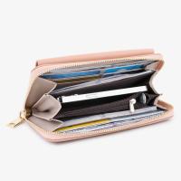 China PU Leather Credit Card Holder with Zipper Phone Holder Wallet Long 19.5cm Anti-Theft for sale
