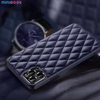 China Minibook Rhombic Grain PU Leather Phone Case for iPhone 12 Pro Custom Logo OEM 15cm x 7.5cm for sale