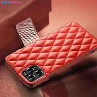 China Minibook Rhombic Grain PU Leather Phone Case for iPhone 12 Pro Custom Logo OEM 15cm x 7.5cm for sale