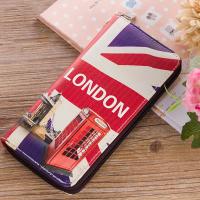 China PU Retro Cartoon Coin Long Wallet with Zipper Closure Custom Patterns 19cm x 10cm for sale