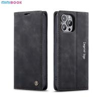 China Minibook Genuine Vegetable Tanned Leather Phone Case for iPhone 14 13 Full Protective Custom for sale