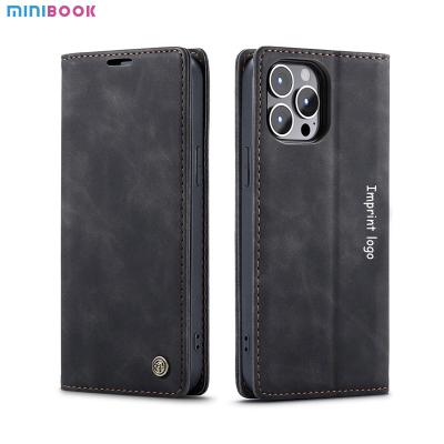 China Minibook Genuine Vegetable Tanned Leather Phone Case for iPhone 14 13 Full Protective Custom for sale