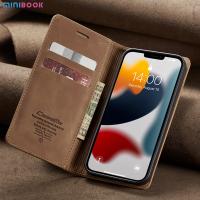 China Minibook Genuine Vegetable Tanned Leather Phone Case for iPhone 14 13 Full Protective Custom for sale