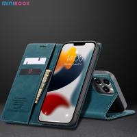 China Minibook Genuine Vegetable Tanned Leather Phone Case for iPhone 14 13 Full Protective Custom for sale